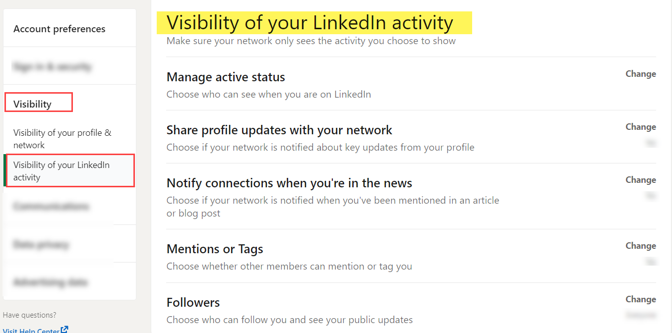 How to Change Privacy Settings in LinkedIn?
